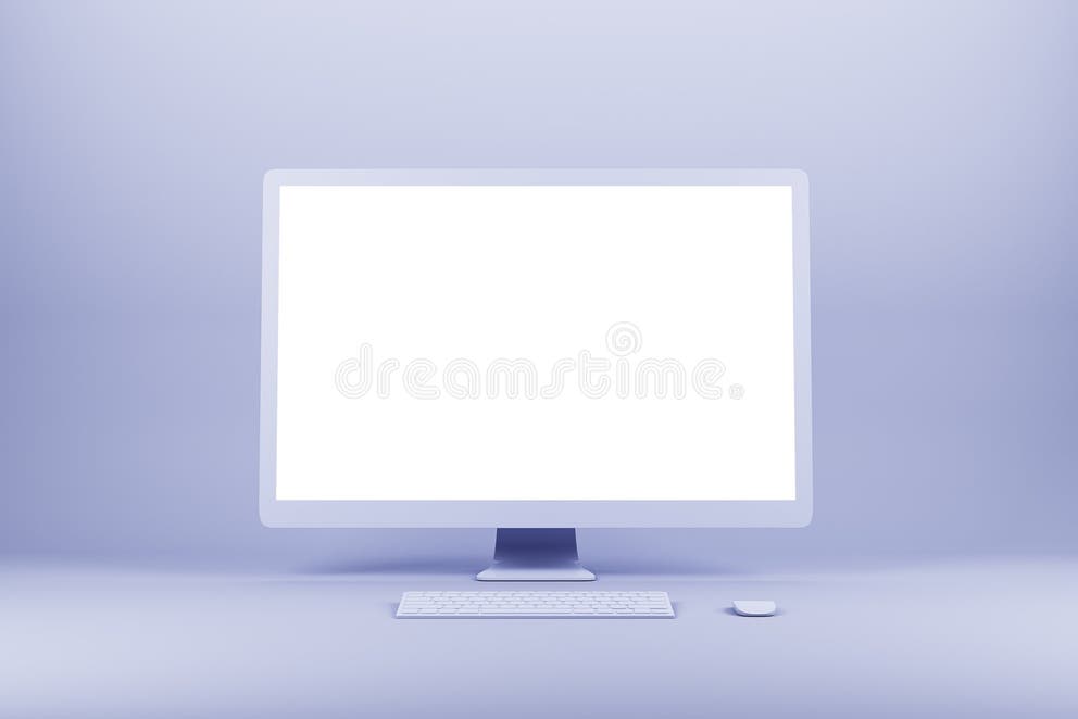 Computer Monitor with Empty White Screen Stock Illustration ...