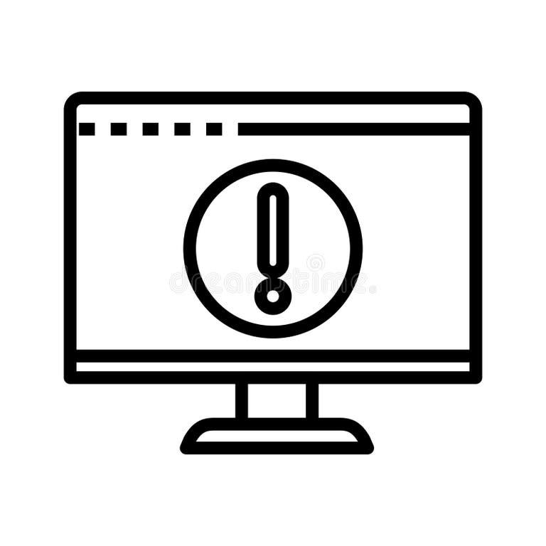 Computer Monitor with Exclamation Mark Warning Icon Stock Illustration ...