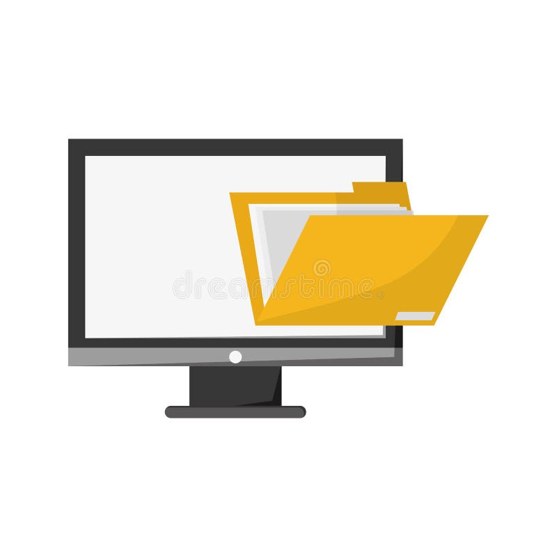 Computer Monitor and File Folder Icon Stock Vector - Illustration of ...