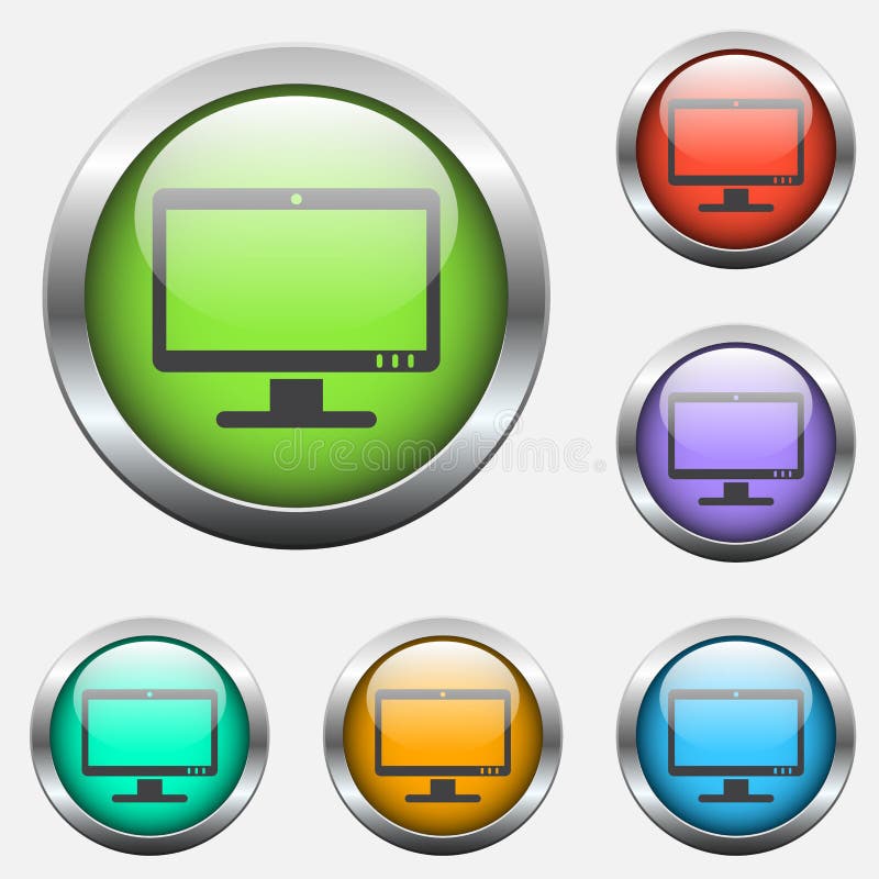 Computer Monitor Glass Buttons Stock Vector - Illustration of display ...