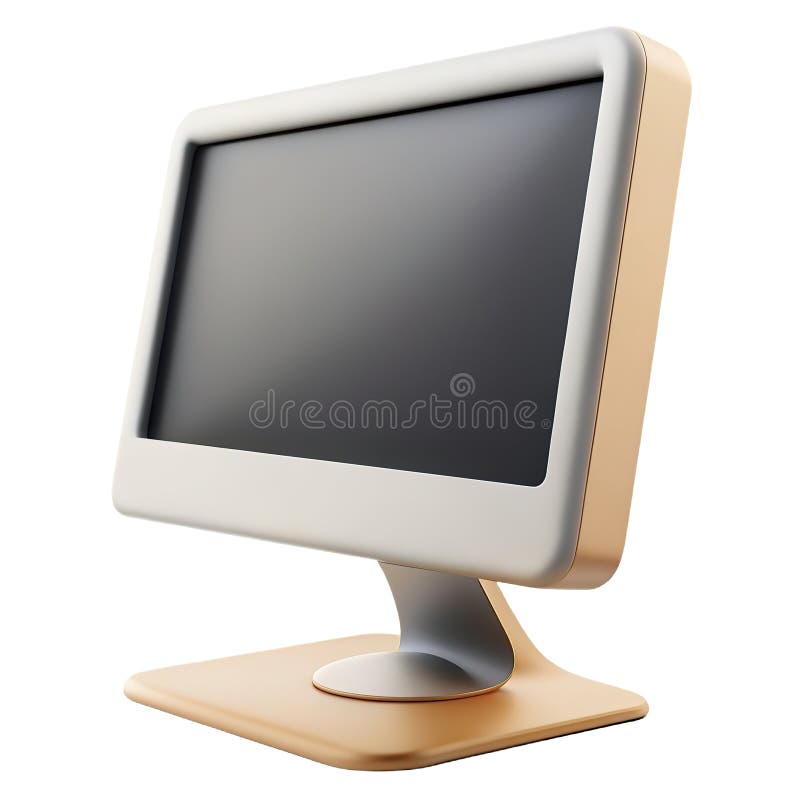 Computer Monitor in Gold and Grey. Flat Screen. 3d Rendered AI ...
