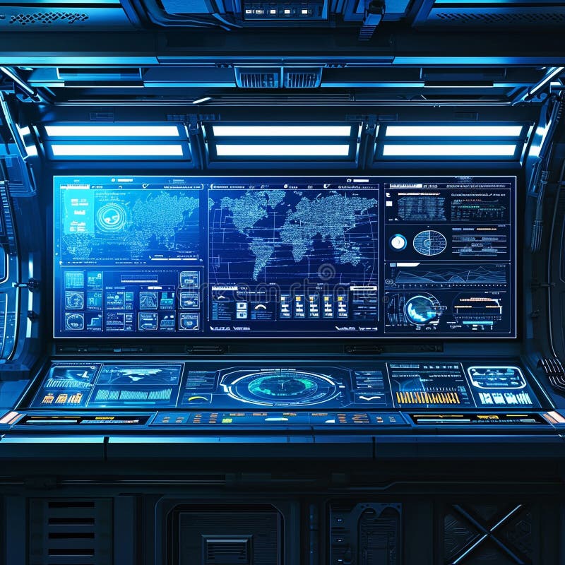Computer Monitor with Graphs, Map, Dashboards. Technological Background ... Computer Monitor with Graphs, Map, Dashboards. Technological Background ...