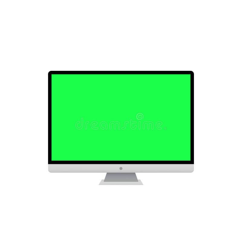 Computer Monitor with Green Screen Icon. PC Desktop Mockup Illustration ...