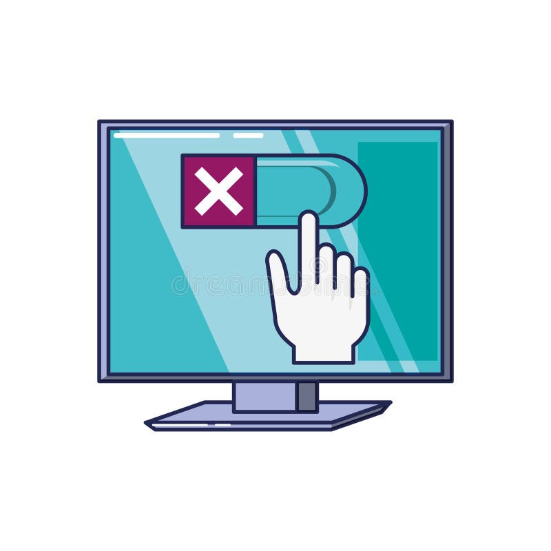 Computer Monitor with Hand Cursor Stock Vector - Illustration of ...