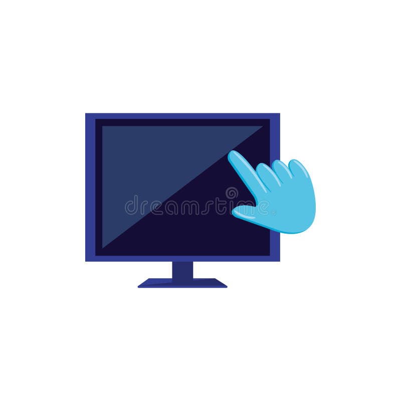 Computer Monitor with Hand Pointer Stock Vector - Illustration of ...