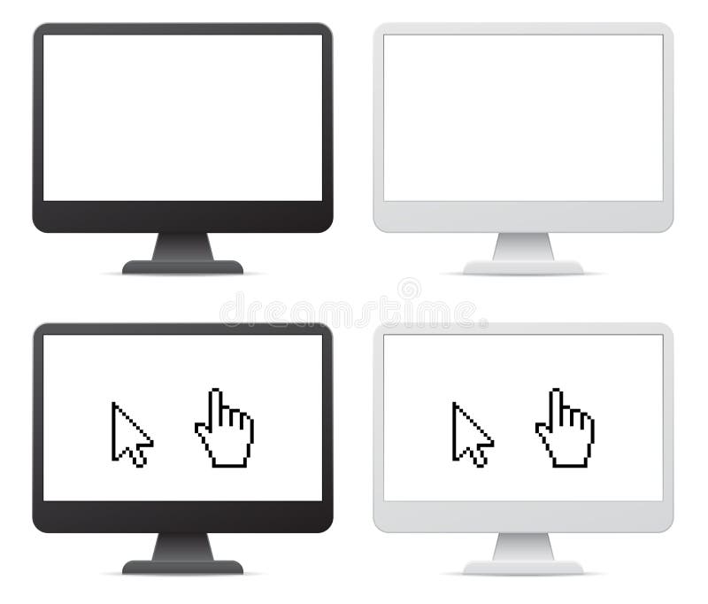 Computer Monitor Hicon with Hand Cursor Stock Vector - Illustration of ...