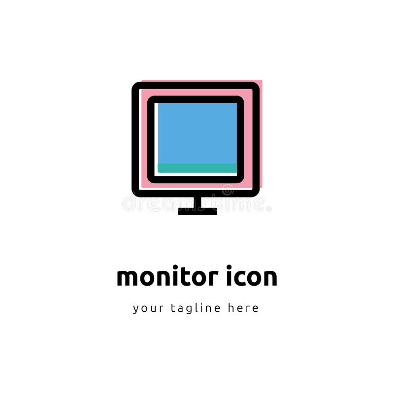 Computer Monitor Icon. Flat PC Symbol. Vector Illustration, EPS10 ...