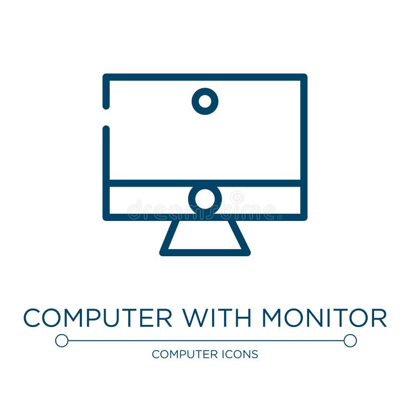 Computer with Monitor Icon. Linear Vector Illustration from Modern ...