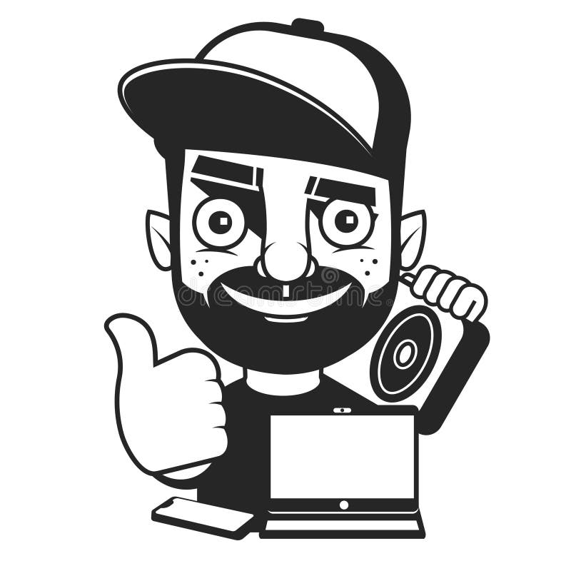 Computer Monitor Icon on a Round Button Stock Illustration ...