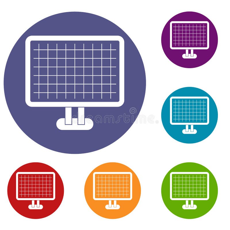 Computer monitor icons set stock vector. Illustration of enterprise ...