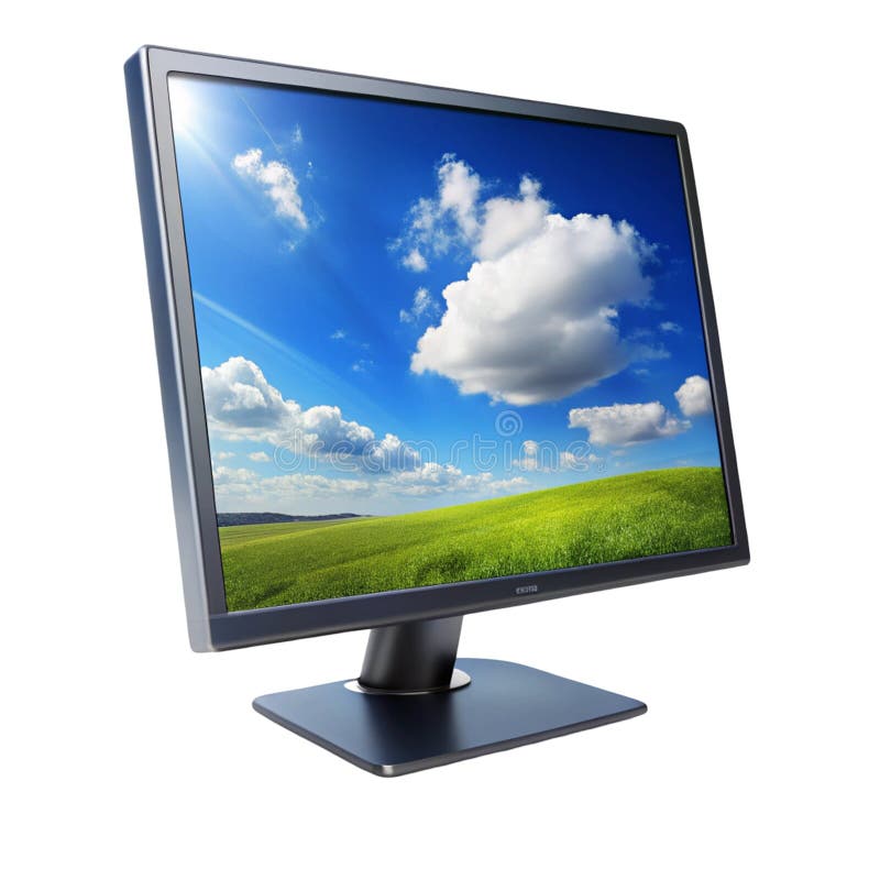 Computer Monitor Isolated on White Background Stock Illustration ...