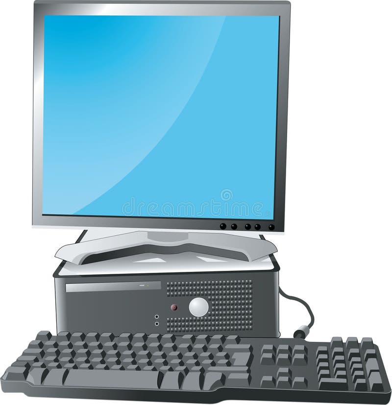 The Computer with the Monitor and the Keyboard Stock Illustration ...