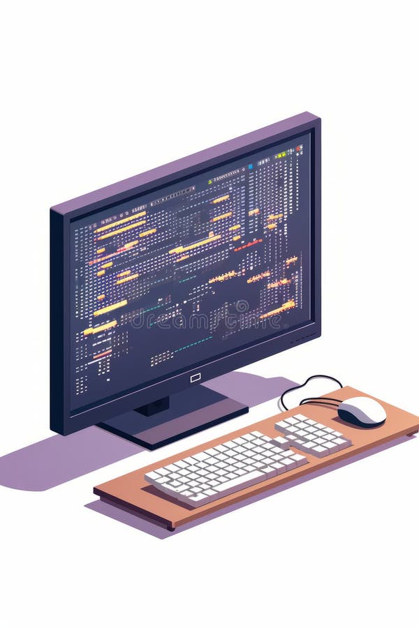 Computer Monitor with White Screen and Black Screen on it. Generative AI Stock Illustration ...