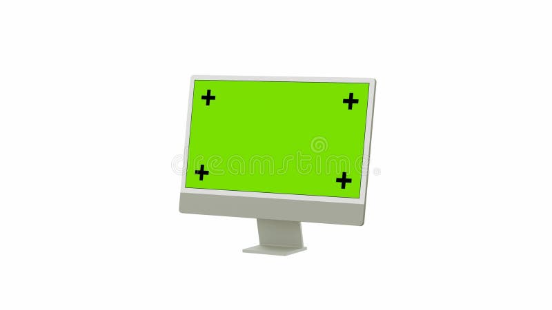 Computer Monitor with Keyboard and Mouse on a White Background. Green ...