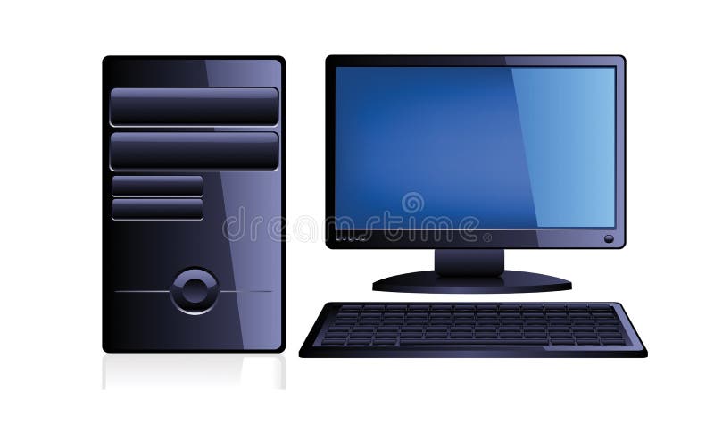 Computer with Monitor and Keyboard Stock Illustration - Illustration of ...