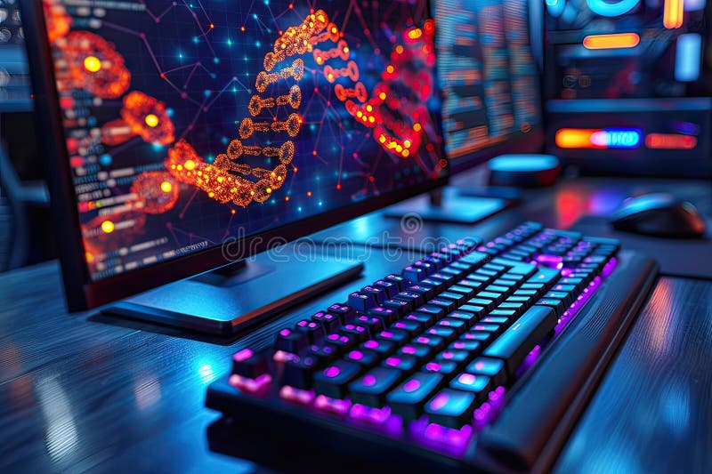 Computer Setup with Monitor, Keyboard, and Peripherals Stock Image ...