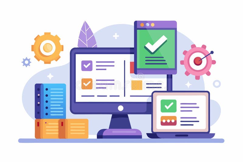 A Computer Monitor and a Laptop, with a Check Mark Displayed on the ...