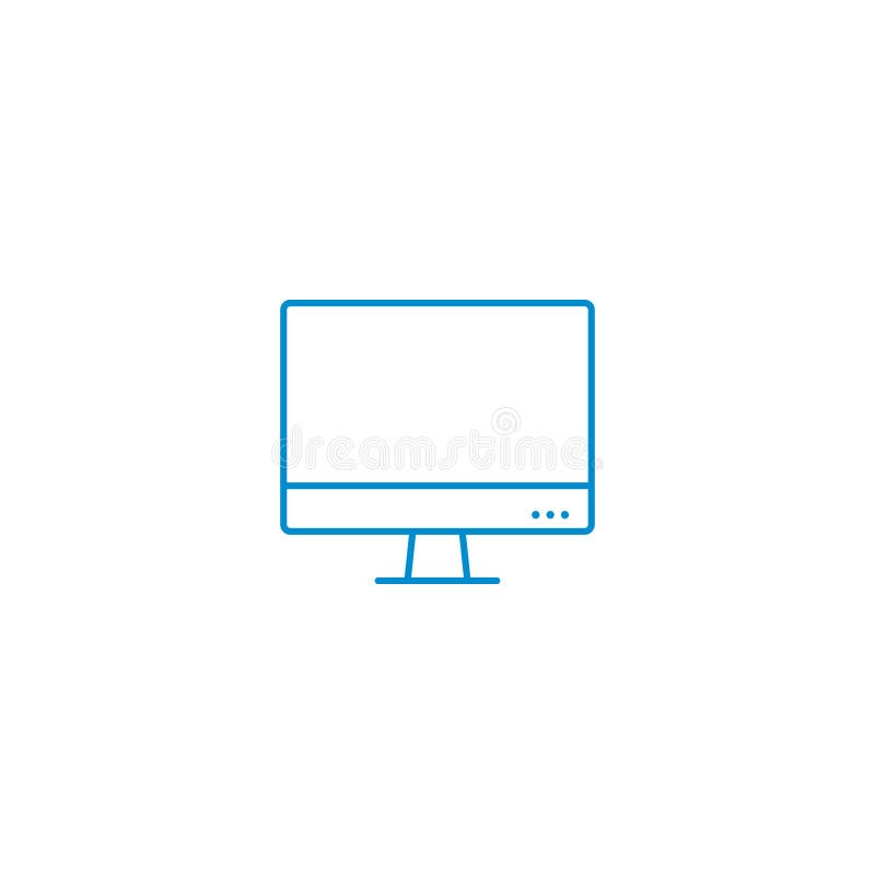 Computer Monitor Line Icon. Flat PC Symbol Stock Vector - Illustration ...