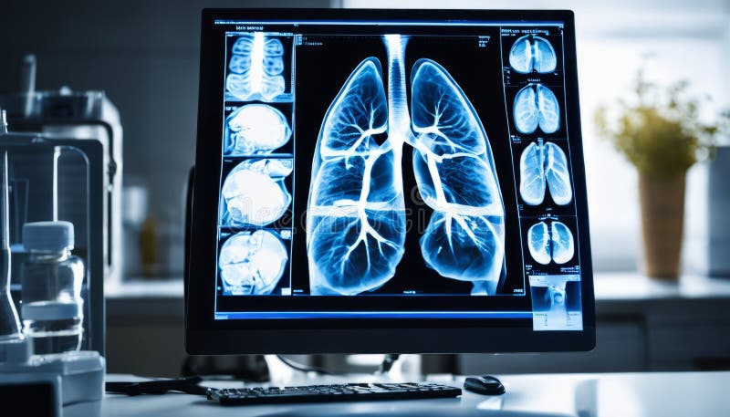 A Computer Monitor with a Lung Scan on it Stock Illustration ...