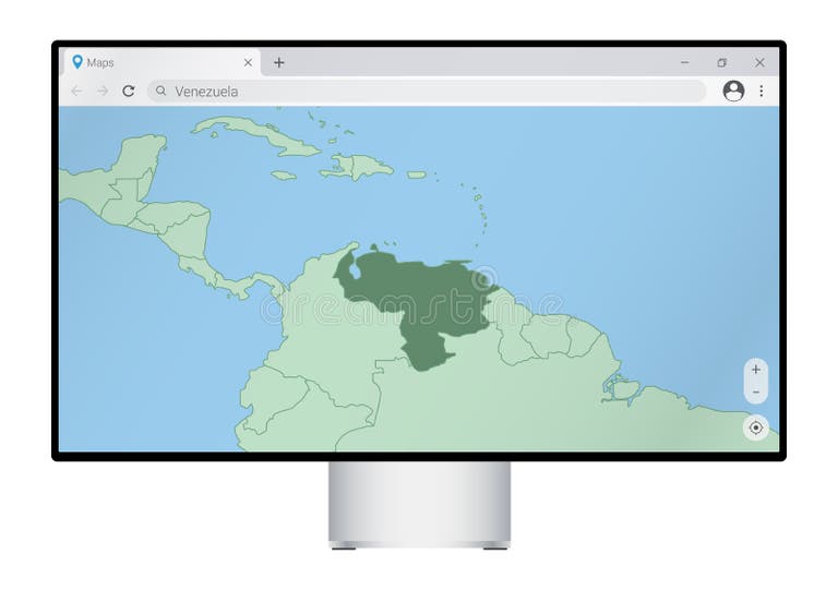 Computer Monitor with Map of Venezuela in Browser, Search for the ...