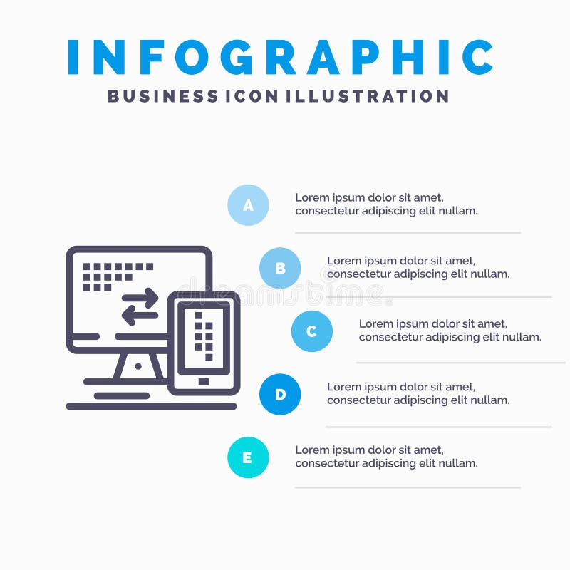 Computer, Monitor, Mobile, Cell Blue Infographics Template 5 Steps ...