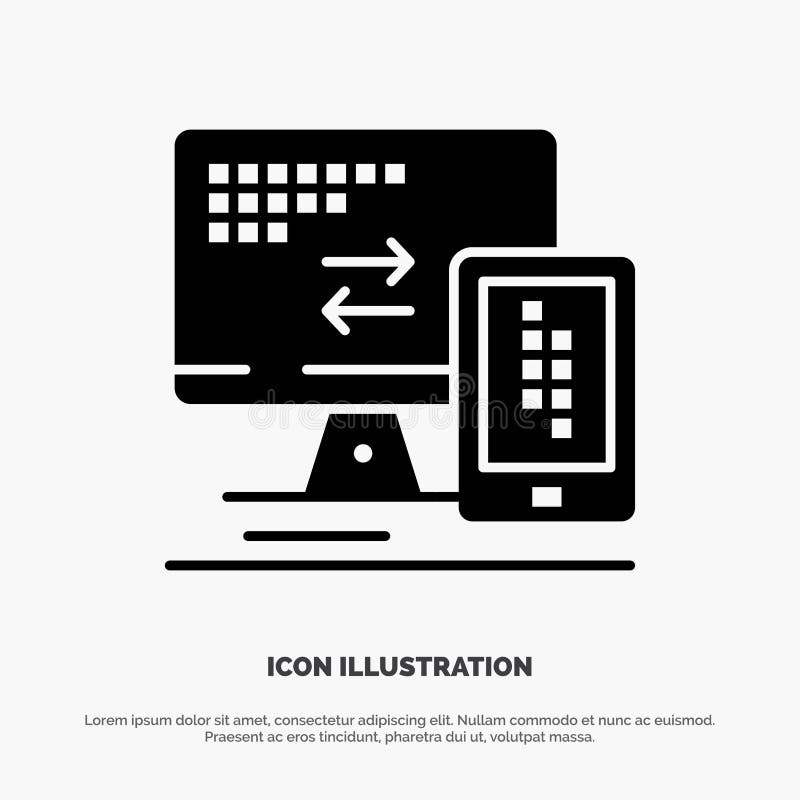 Computer, Monitor, Mobile, Cell Solid Black Glyph Icon Stock Vector ...