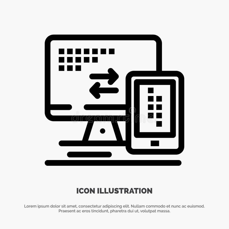 Computer, Monitor, Mobile, Cell Vector Line Icon Stock Vector ...