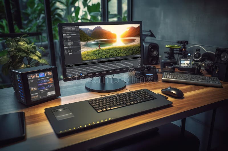 Content Creator Interior of a Modern Office in the Nighttime Stock ...