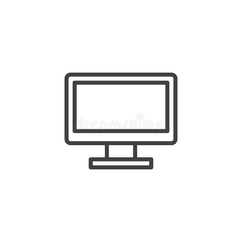 Desktop Pc Screen with Flow Chart Outline Icon Stock Vector ...