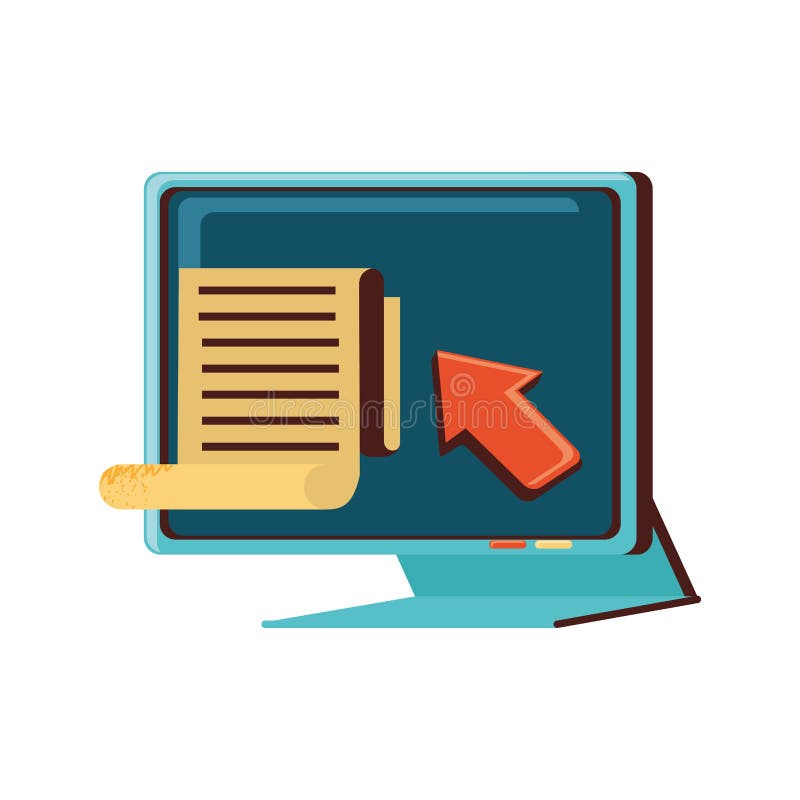 Computer Monitor with Paper Receipt and Arrow Stock Vector ...