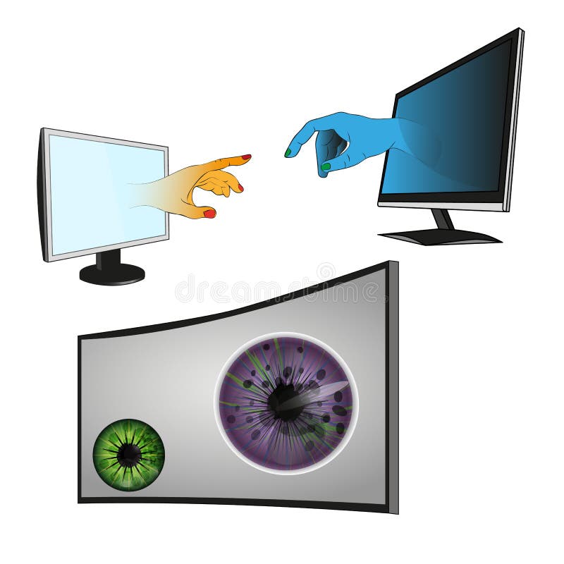 Computer Monitor with Parts of the Human Body Stock Illustration ...
