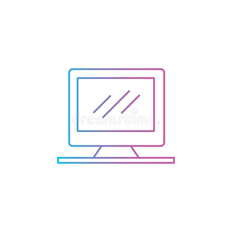 Computer Monitor Pc Icon with Outline Line Style Vector Illustration ...