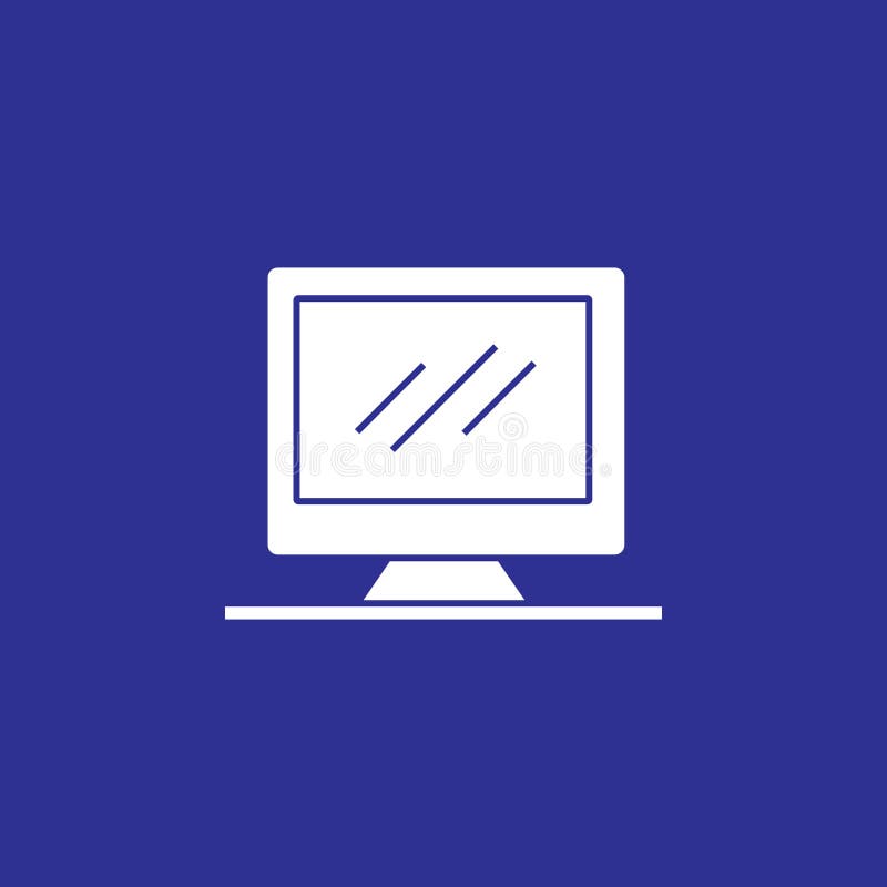 Computer Monitor Pc Icon with Solid Style Vector Illustration Stock ...