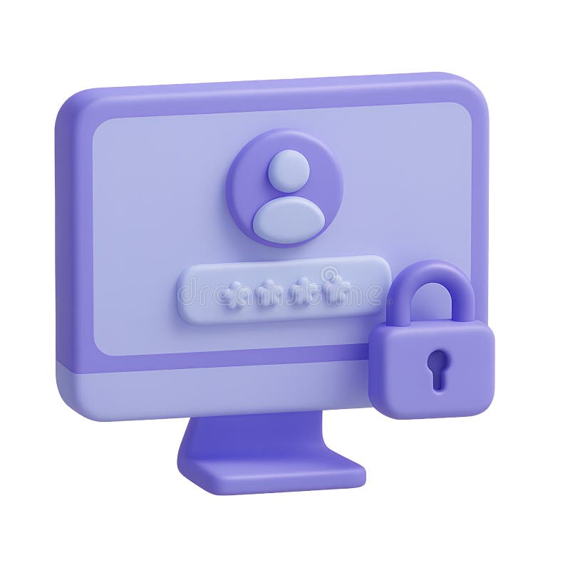 A Computer Monitor with a Person on it and a Lock on the Screen Stock ...