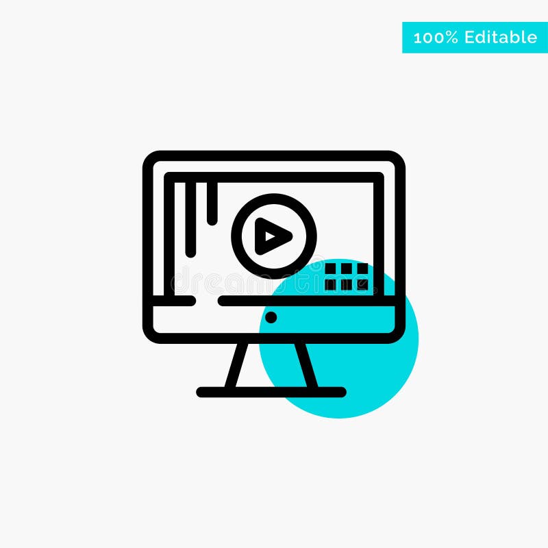 Computer, Monitor, Play, Music Turquoise Highlight Circle Point Vector Icon Stock Vector ...