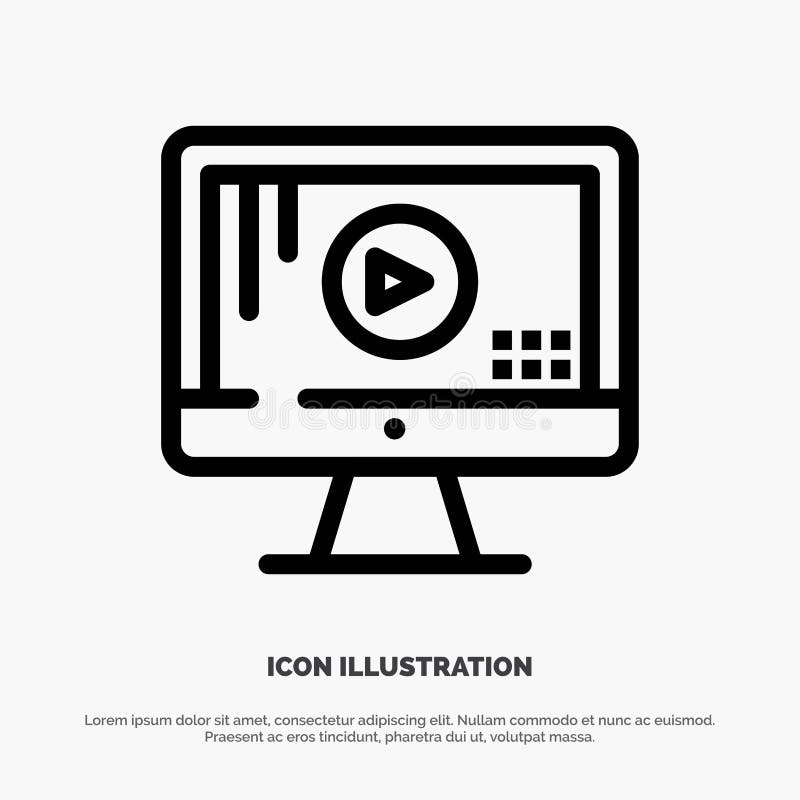 Computer, Monitor, Play, Music Vector Line Icon Stock Vector ...