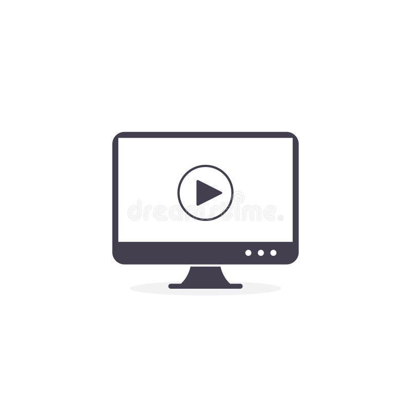 Video Player on Realistic Pc Computer Monitor, Vector Illustration ...