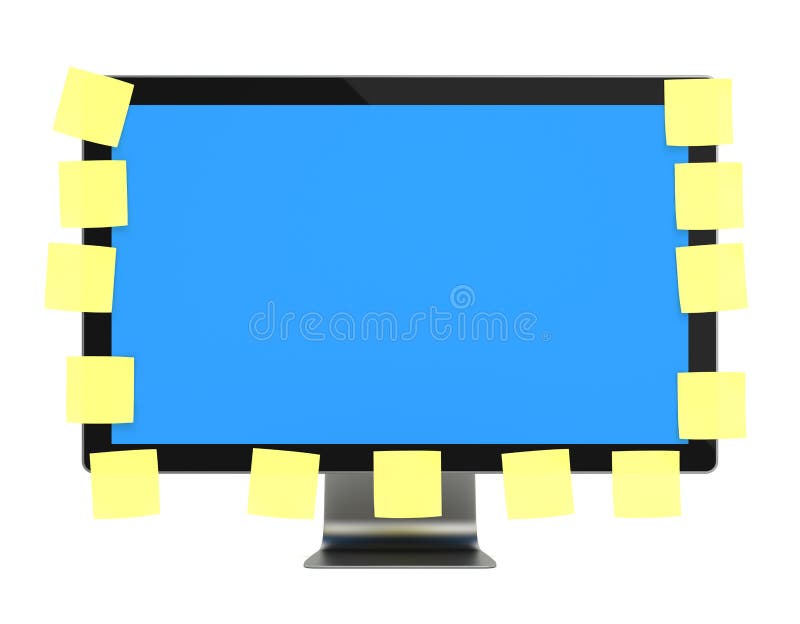 Computer Monitor with Post it Stock Illustration - Illustration of ...