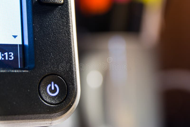 Computer Monitor Power Button Desktop Workspace Depth of Field L Stock ...