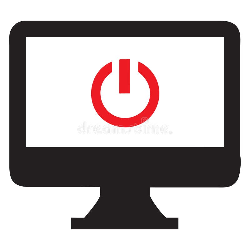 Computer Monitor with Power Icon - Modern Technology Illustration Stock ...