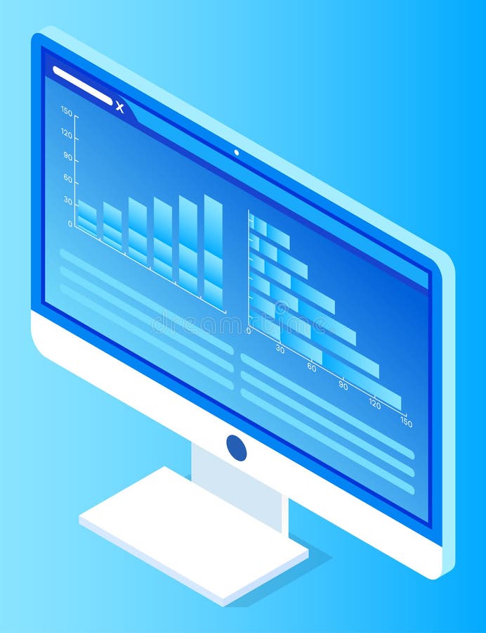 Computer Monitor with Presented Visualized Data Stock Vector ...