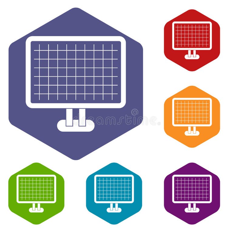 Computer monitor icons set stock vector. Illustration of engineer ...