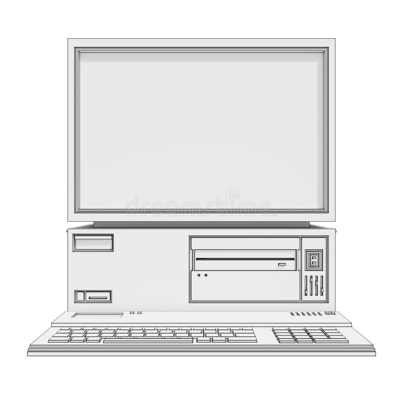 Computer Monitor.Retro Electronic Brain.illustration 3D Stock Vector ...