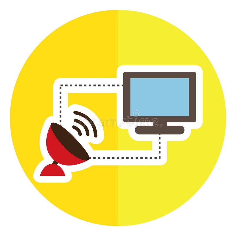 Computer Monitor and Satellite. Vector Illustration Decorative Design ...