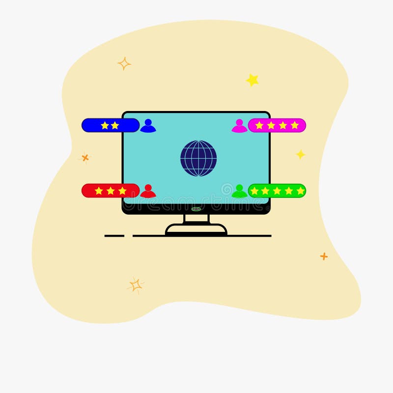 Computer Monitor Screen with Characters of Chat Participants, Co Stock ...