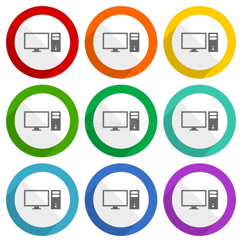 Computer, Monitor, Screen, Pc Vector Icons, Set of Colorful Flat Design ...