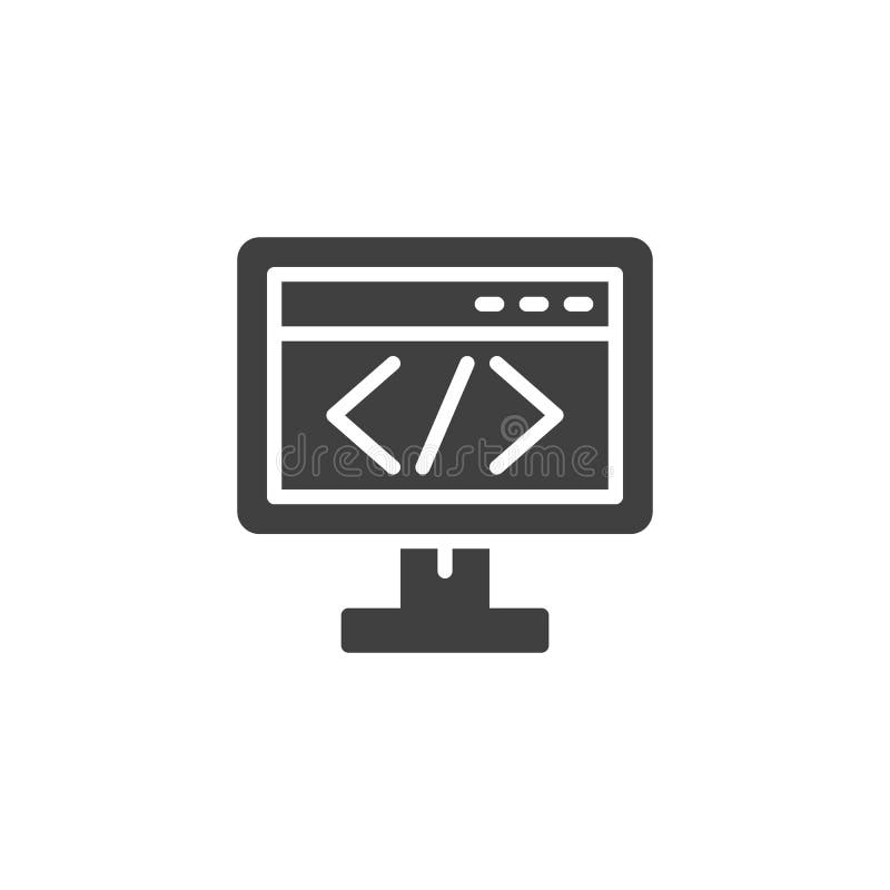 Computer Monitor With Script Code Vector Icon Stock Vector Illustration Of Coding Design