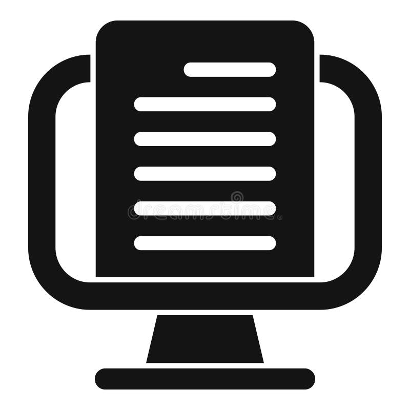 Computer Monitor Showing Electronic Document Icon Stock Vector ...