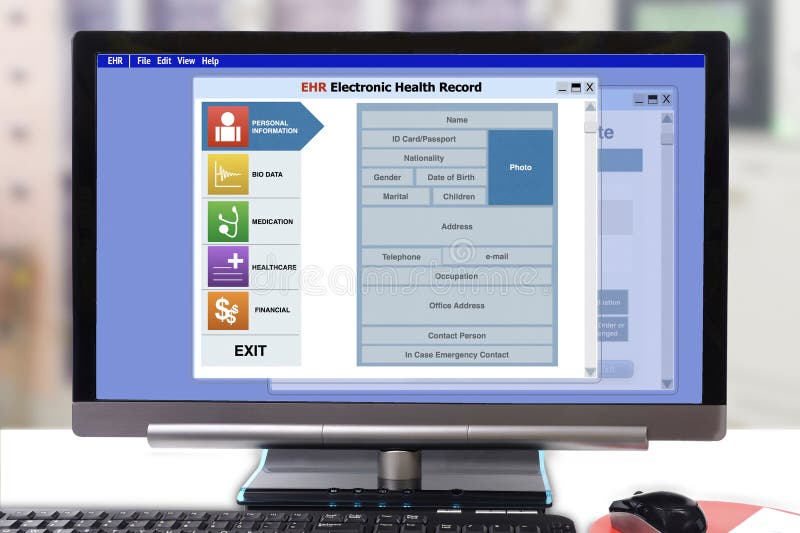 Computer Monitor Showing Electronic Health Record Program Stock ...