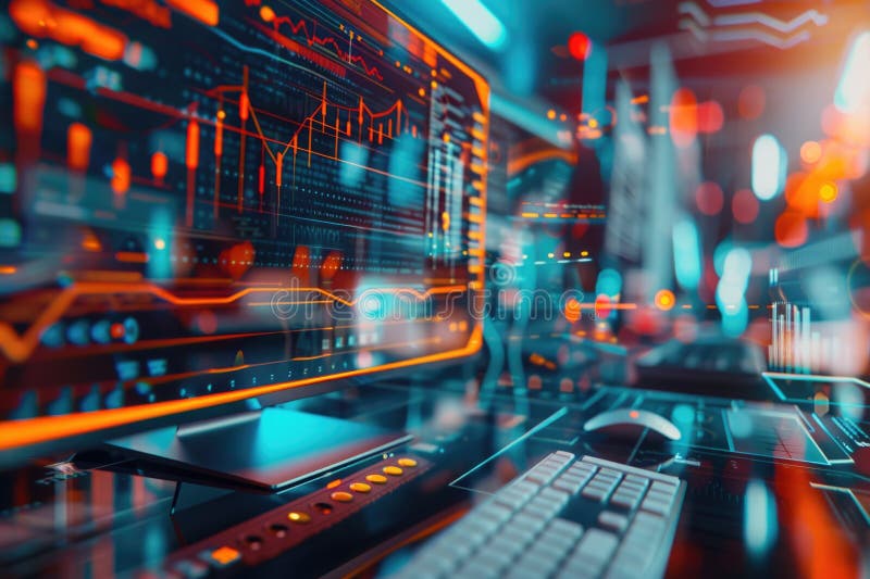 A Computer Monitor Sits on a Desk, Ready for Use Stock Image - Image of ...